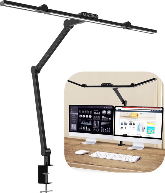 LUVIQ Bureaulamp – Bureaulamp LED Dimbaar – Bureaulamp met Klem ...