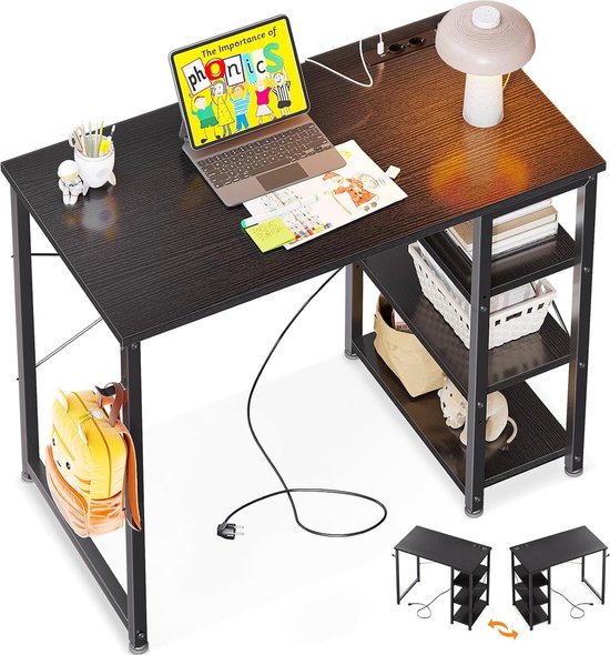 Kleine Computer Tafel met 3 Stopcontacten en USB & Type C Oplaadpoort ...