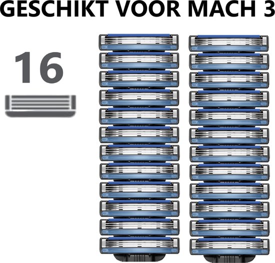 16 Stuks Scheermesjes - Geschikt voor Gillette Mach 3 - Geschikt voor ...