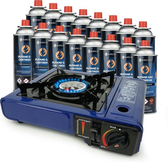 Eurocatch Outdoor - Kooktoestel op Gas - incl 16 Butaan Gasbussen - Gas ...