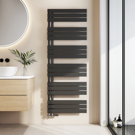 EMKE Handdoekradiator - Plat Design - Mat Zwart - 160x60 cm - 958W ...