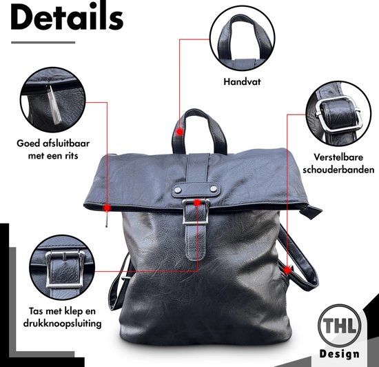 THL Design - Dames Rugzak - Schoudertas / Rugzak - Tussenmaat Model ...