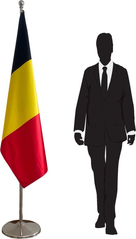 Vlag België. Vlag Belgische met vlaggenmast en voet. Code CN2-BE | bol