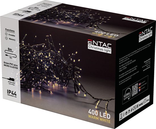 Entac Kerst Micro Cluster Lichtsnoer 8m - Kerstverlichting Buiten en ...