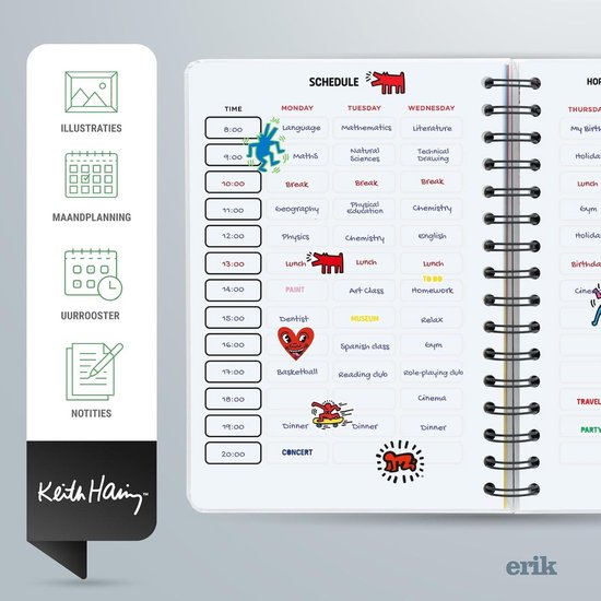 Agenda 2025 Keith Haring - A5 Weekplanner - Maandelijkse Weekkalender ...