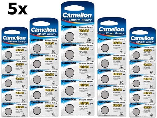 Camelion CR2450 3v lithium knoopcelbatterij - 25 Stuks (5 Blisters a 5 Stuks) | bol