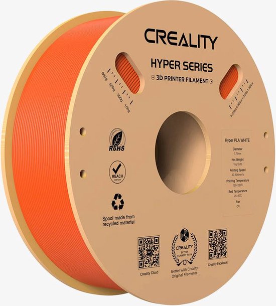 Creality Filament Hyper Pla Voor 3D-Printer Oranje Hoge Kwaliteit | bol