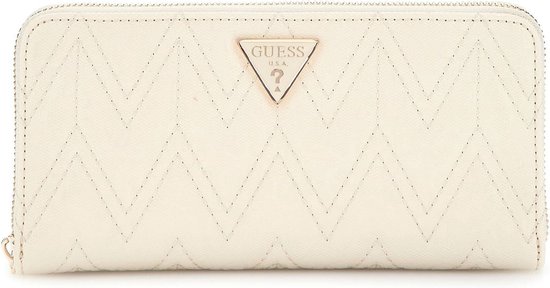 GUESS Portemonnee Adelard SLG Large Zip Around Wallet Stone Crème | bol