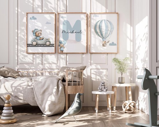 kinder kamer posters set 3 stuks 21x30cm (a4) met teddy beren ...