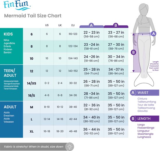 Fin Fun zeemeerminstaart Maui Splash set tieners maat 12 (146-152) met ...
