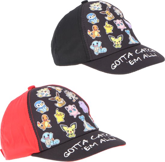 Pokemon characters - pet/cap - zwart - 56 cm set van 2 Caps (petten) | bol