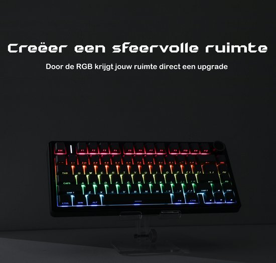 EPOMAKER x AULA F75 - Zwart/Grijs - Mechanisch Draadloos Toetsenbord ...