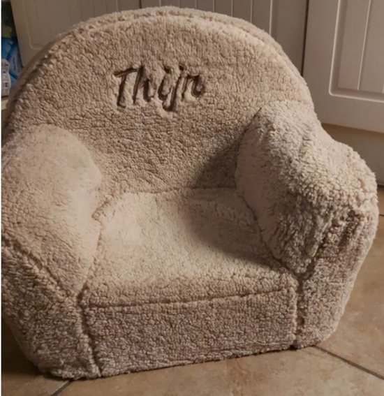 Teddy kinderstoel beige met geborduurde naam | bol