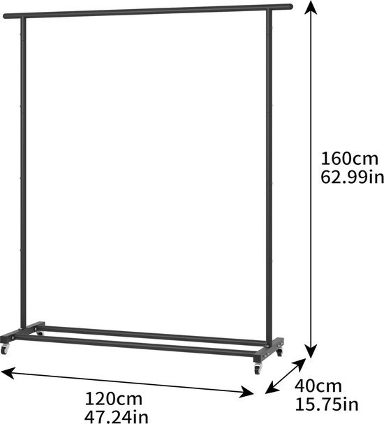 Standaard Staaf Eenvoudige Rolling Metalen Kledingrek Garment Rack ...