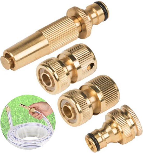 4 delige Waterkoppelset - Messing kraanstukken - Slangkoppelingen ...
