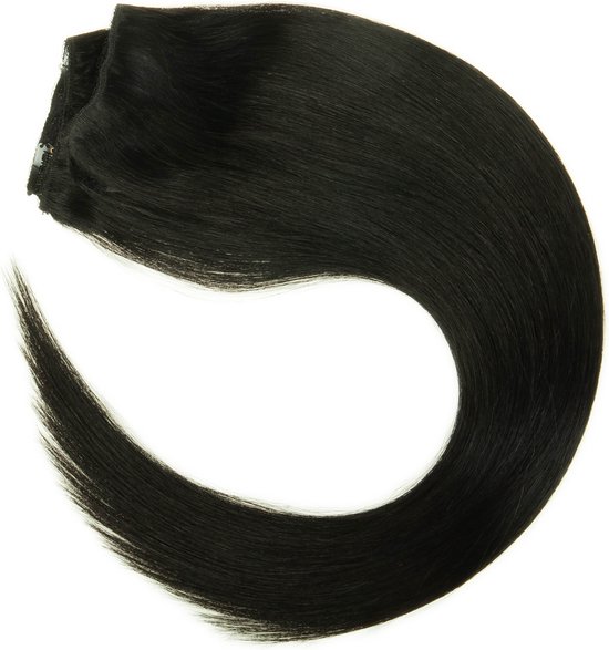 Luxa Hair - 40cm Clip in Extensions 100% Human Hair in de kleur Jet ...