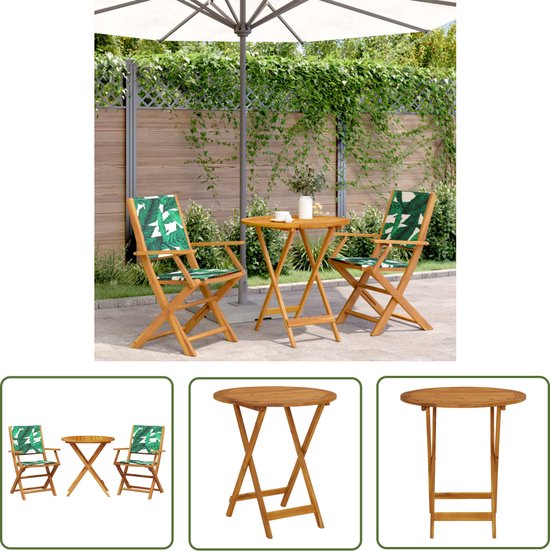 The Living Store Bistroset Acaciahout - 70 x 75 cm - Groen met ...