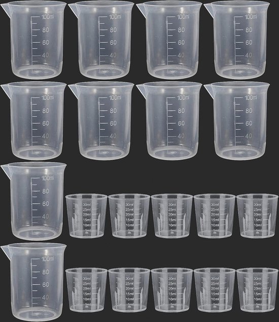 Transparante Maatbekers Set - 20 Stuks, 30ml en 100ml, Voor Koken en ...