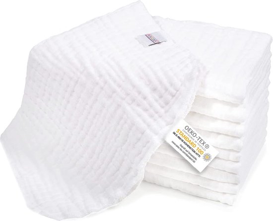 Hydrofiele Spuugdoekjes 10-pack - 35x50 cm - Dubbel geweven 100% Katoen ...