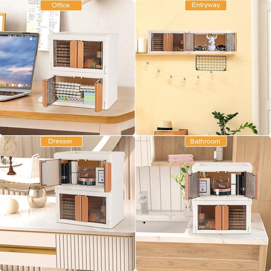 Desk Organiser - Plastic Storage Box Small - Foldable Mini Desk Storage ...
