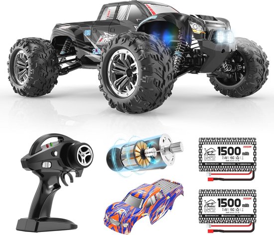 Offroad RC Monster Truck 1/10 met Verlichting - 48 km/u, 2 Accu's, 40 ...
