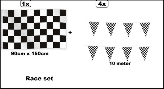 4x Vlaggenlijn race/ finish 10meter + Race vlag 150cm x 90cm - Race ...
