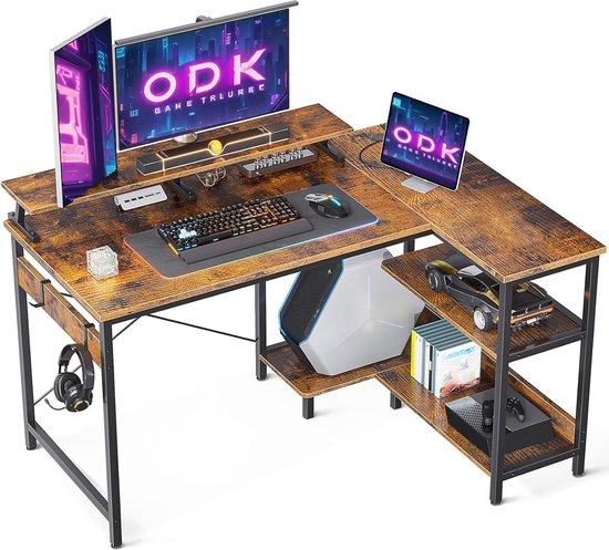 L-vormig Bureau met Plank, Reversibel Hoekbureau, 120 x 80 x 88 cm ...