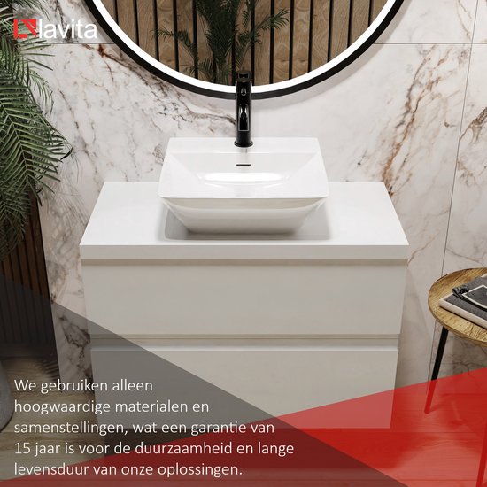 LAVITA® Opzetwastafel CABRERA Rechthoekig Keramische Wastafel voor ...