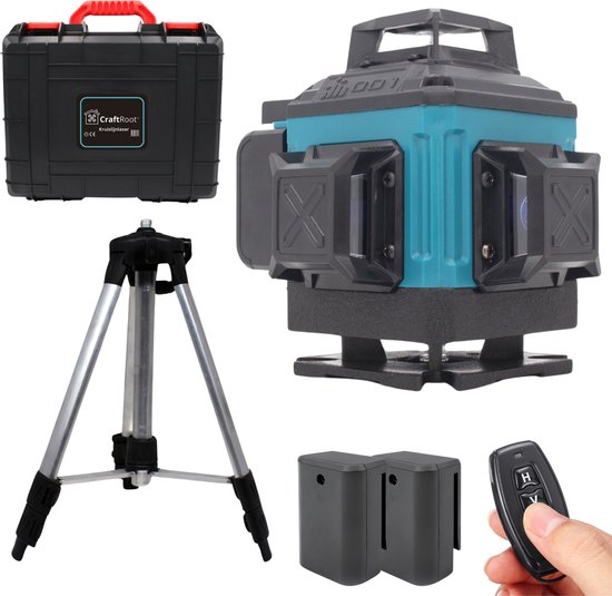 CraftRoot 4D Kruislijnlaser met Draagkoffer en statief 1,5 Meter ...