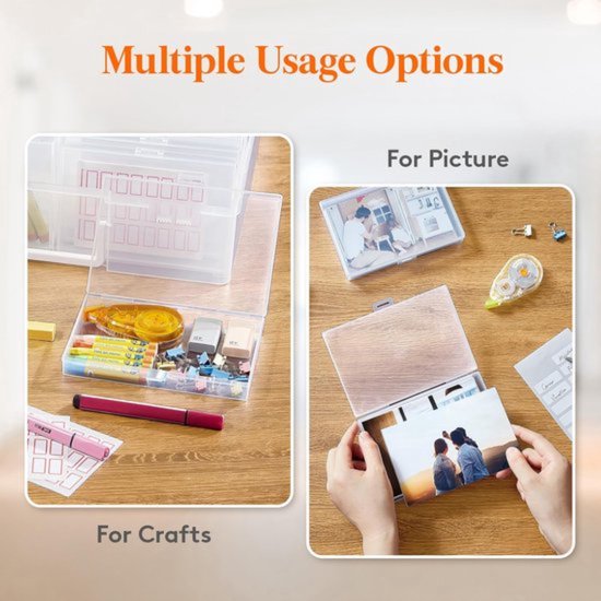 Transparante Opslagdoos voor Foto's, Kaarten, Knutselspullen en Meer met Handige... | bol
