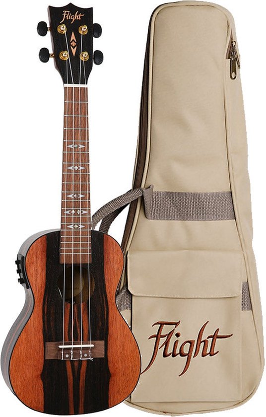 Flight DUC460 EQ Concert Ukulele – Elektro-akoestisch, Amara hout, met ...