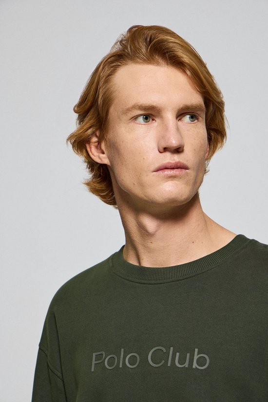 Donkergroene sweater met ronde hals en Polo Club-logo | bol