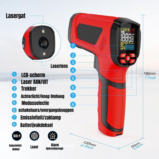 Warmtebeeldcamera - Warmtecamera 2000 Pixels - Infrarood Thermometer ...