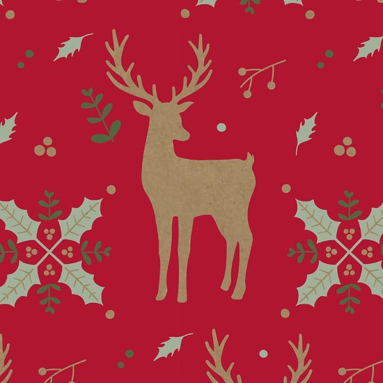 Rol Gerecycled Kraftpapier 50mx70cm 70g Kerstmotief Rode Rendieren ...
