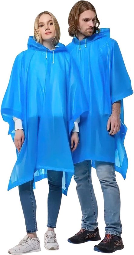 Draagbare regenjas - 2 stuks waterdichte regenponcho met capuchon en ...