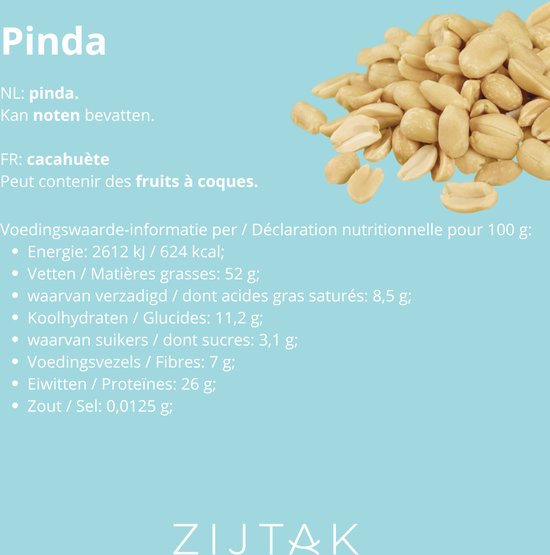 ZijTak - Pinda - Noten - Pindanoten - Puur en ongebrand - Uit Dop ...