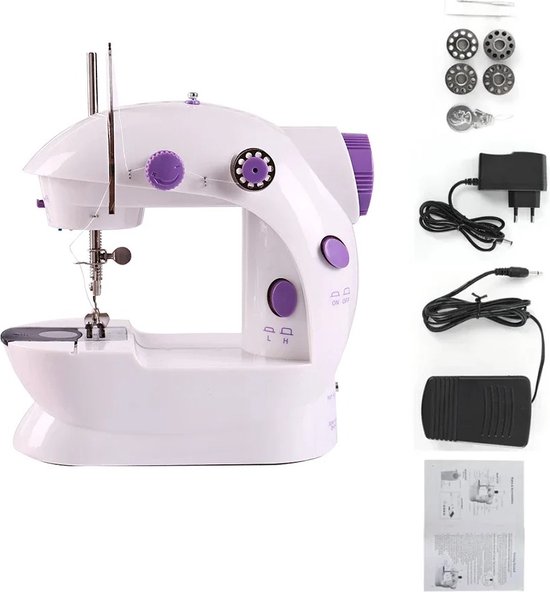 Mini elektrische naaimachine - Draagbaar - Pedaal Recht Twee Draad ...