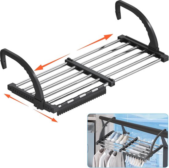 Balkon Radiator Droogrek - Inklapbaar & Uittrekbaar - Roestvrij Staal ...