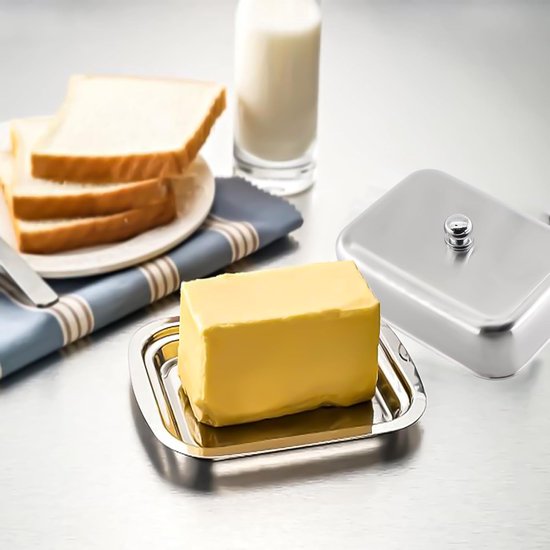 Botervloot van roestvrij staal, botervloot met deksel voor 250 g boter ...