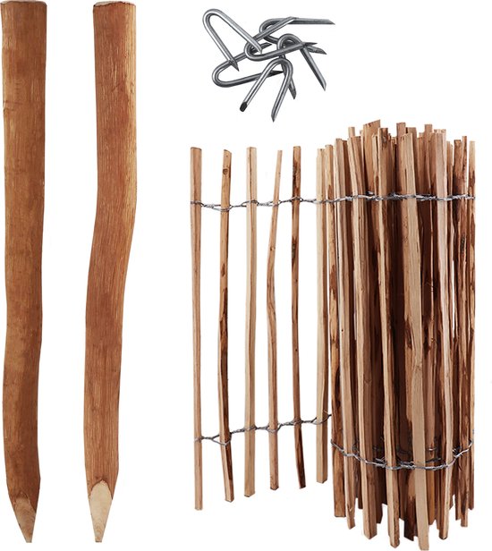5m complete set houten hekwerk 80cm hoog, lamelafstand 4-6cm met 5 ...