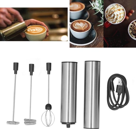 Handbediende elektrische melkopschuimer en garde - Oplaadbaar USB design voor perfecte... | bol