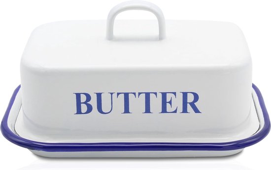 Vintage Enamel Boterdoos met Deksel - Ideaal voor 250g Boter | bol