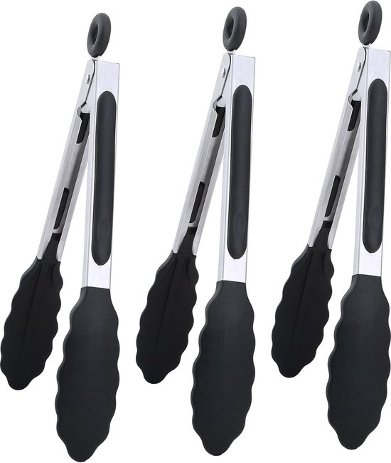 3 x Mini Siliconen Keukentang 7" Zwart | bol