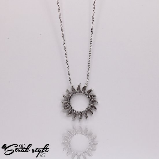 STRAKSTYLE 925 Sterling Zilveren Ketting met Zonontwerp en een Fortune ...