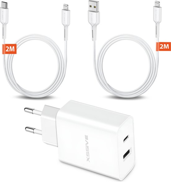 20W Power Adapter met 2 Poorten en 2x geschikt voor Apple Lightning ...