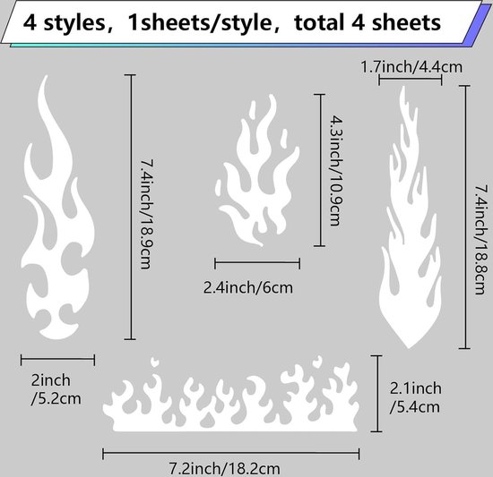 4 vellen reflecterende stickers van vinyl voor auto - vuur waterdicht ...