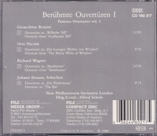Berühmte Ouvertüren, Famous Overtures, vol. 1 - Gioacchino Rossini ...