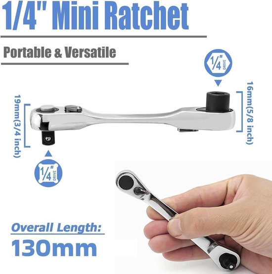 72-tanden mini-ratel en bit-driver multitool voor 1/4 inch mini-socket ...