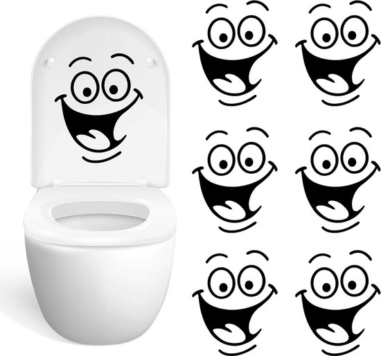 6 stuks grappige wc stickers voor in je badkamer - muurstickers wc-bril ...
