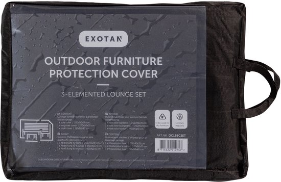 Exotan Rhodos Beschermhoes Loungeset - PE - Zwart - 45x30x14 | bol